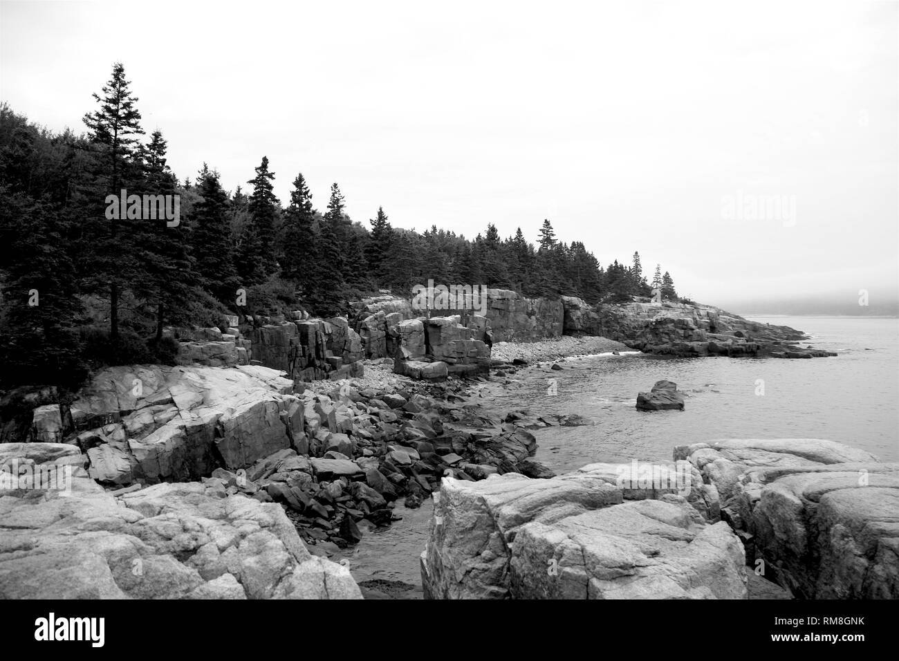 The beautiful rocky shoreline in Acadia National Park in Maine Stock ...