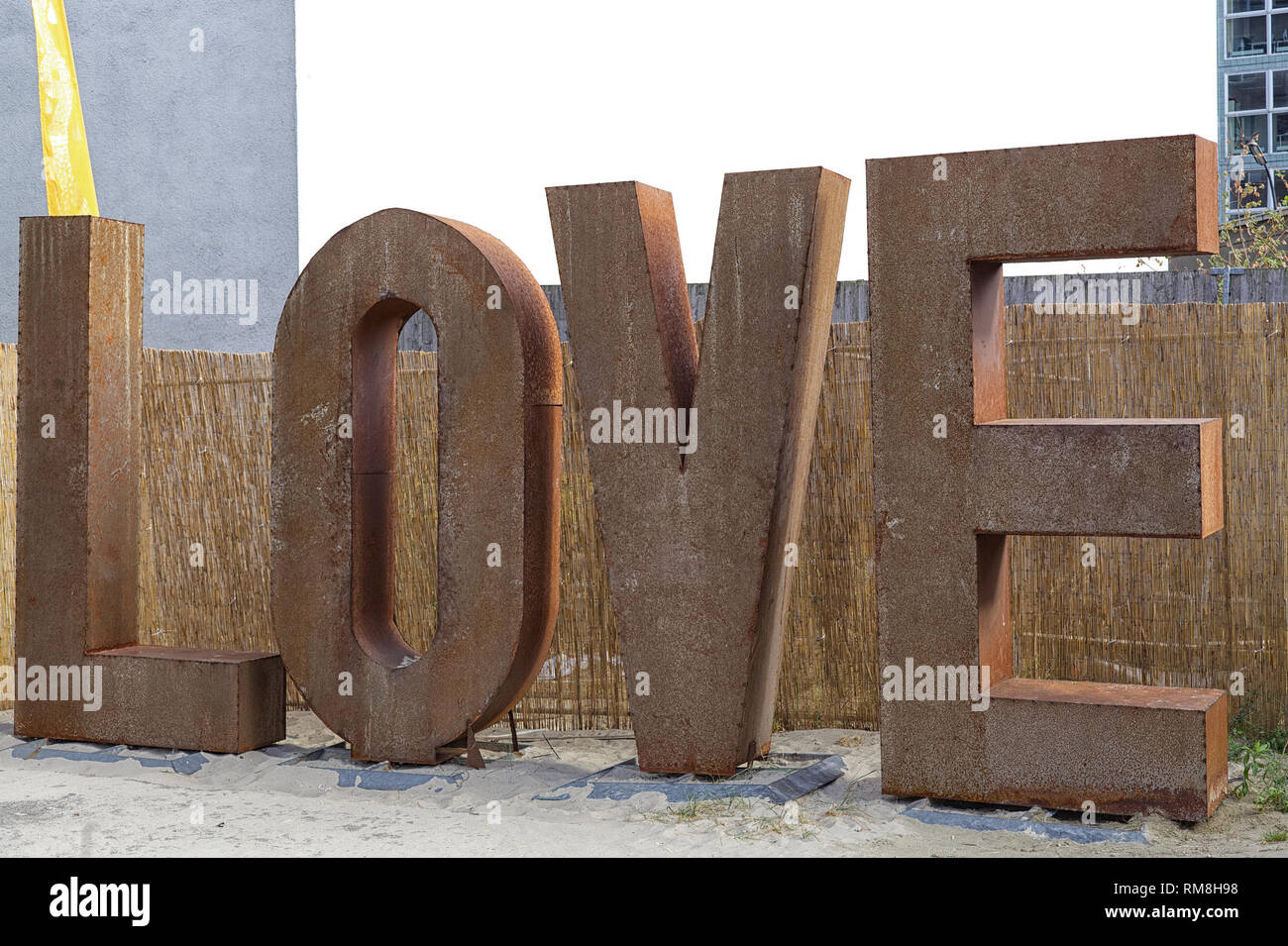 Permanent iron Love sign on the spot where the Berlin wall fell Stock ...