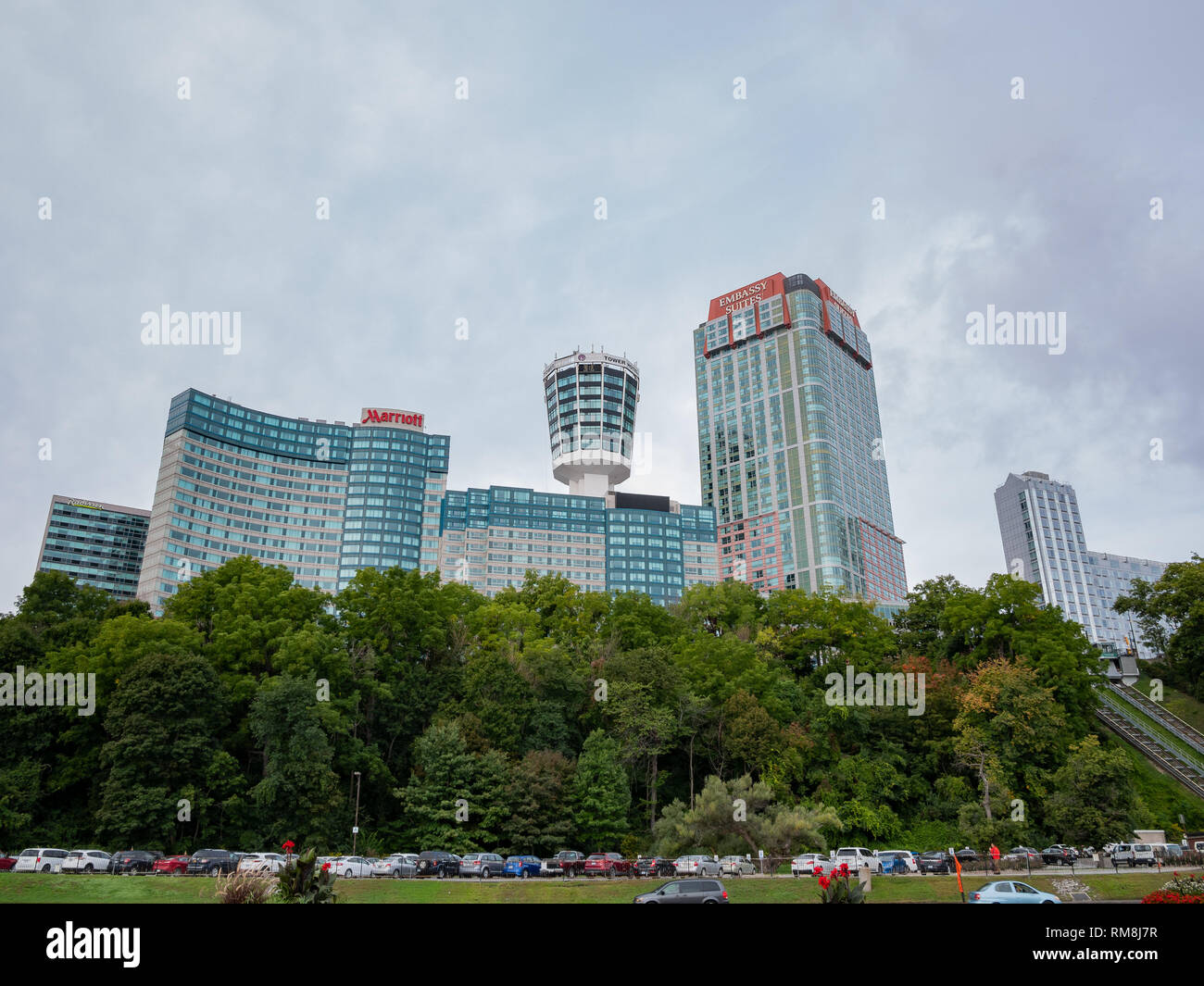Niagara Falls, OCT 1: Exterior view of the Marriott Niagara Falls Hotel ...