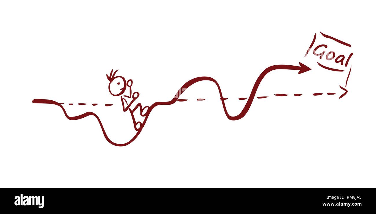 Stickman walking along the target line to the goal red outline by ...