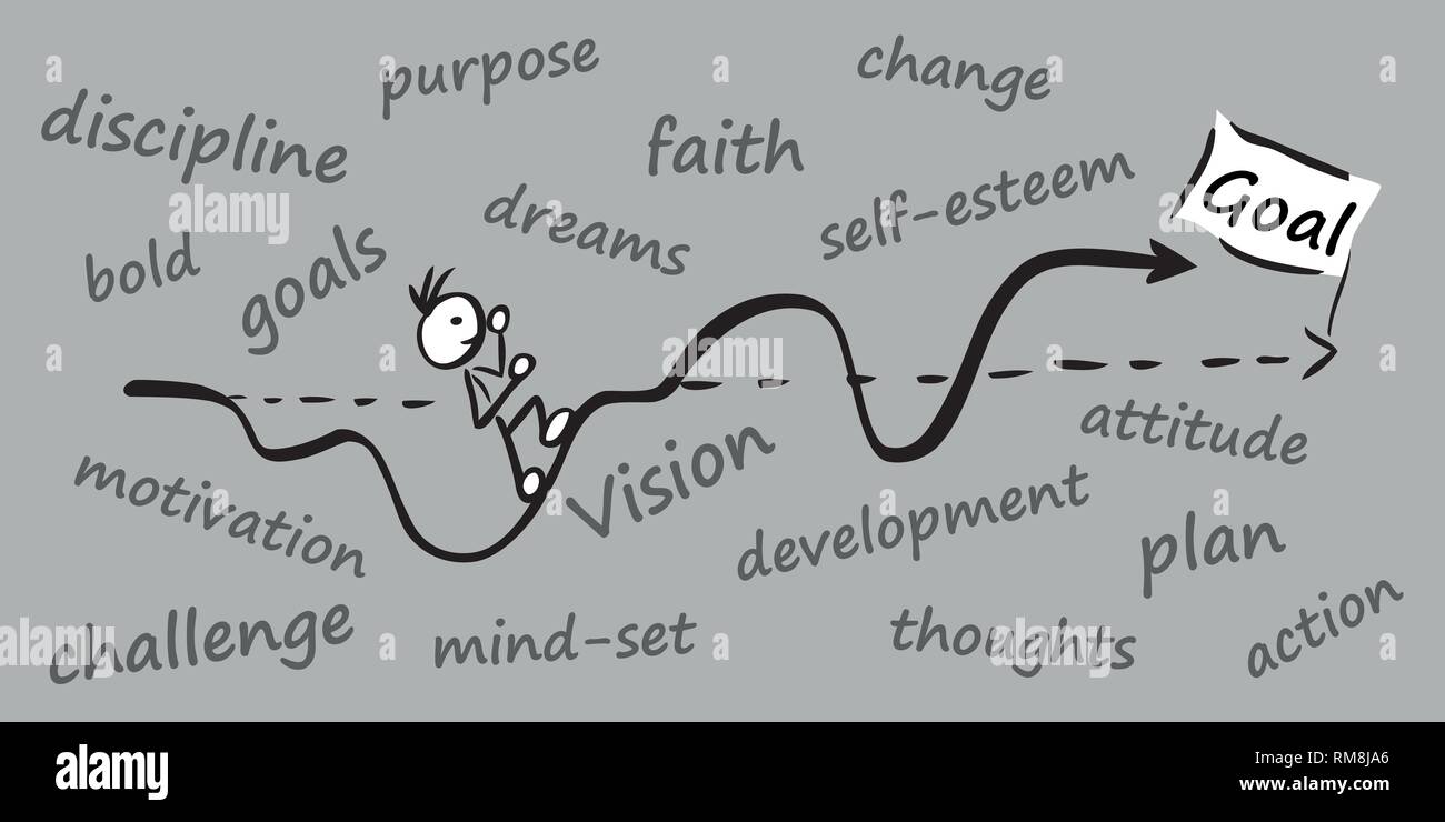 Stickman target line goal tag cloud black outline grey background by ...