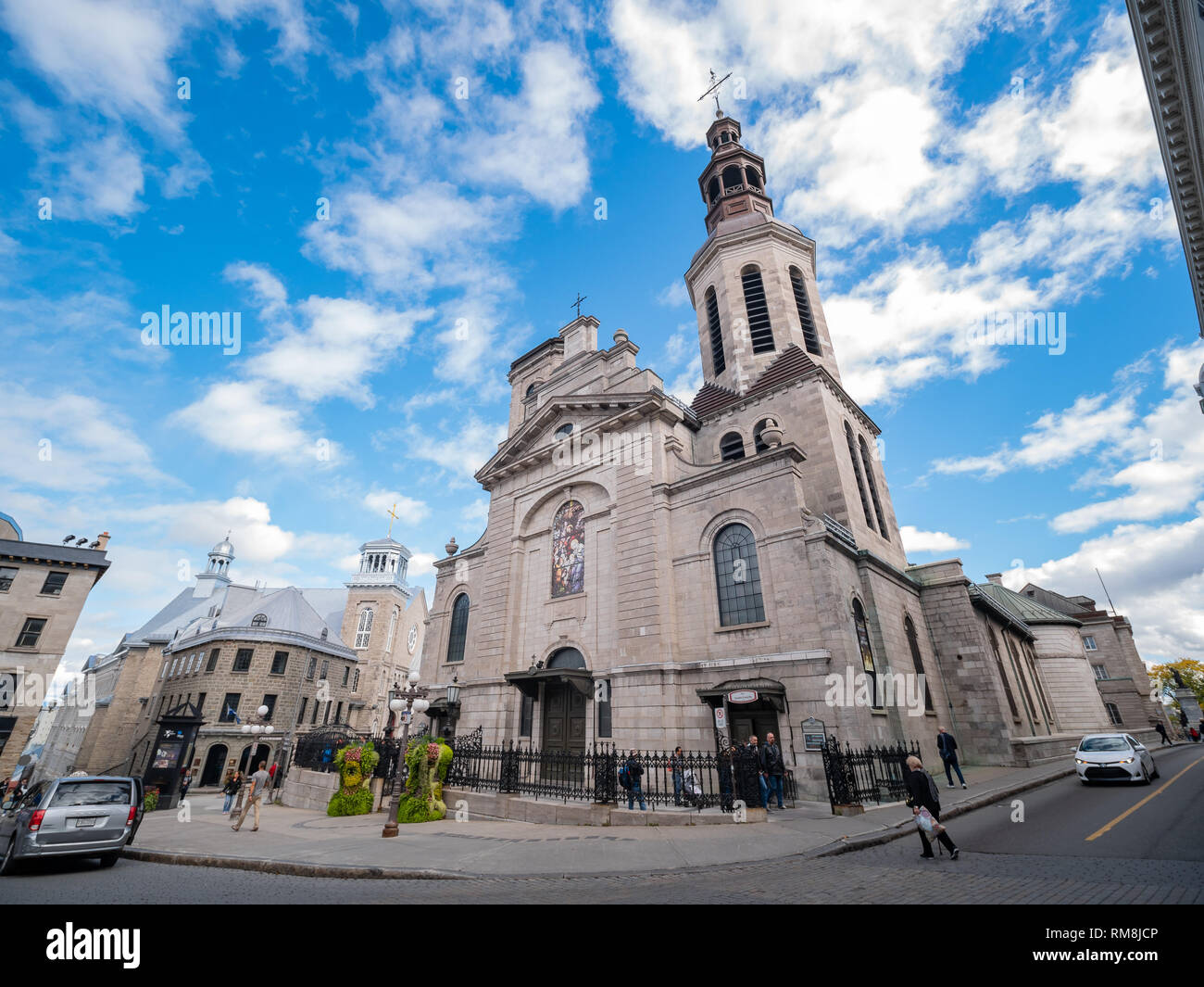 Quebec, OCT 1: Exterior view of the famous Cathedral-Basilica of Notre ...