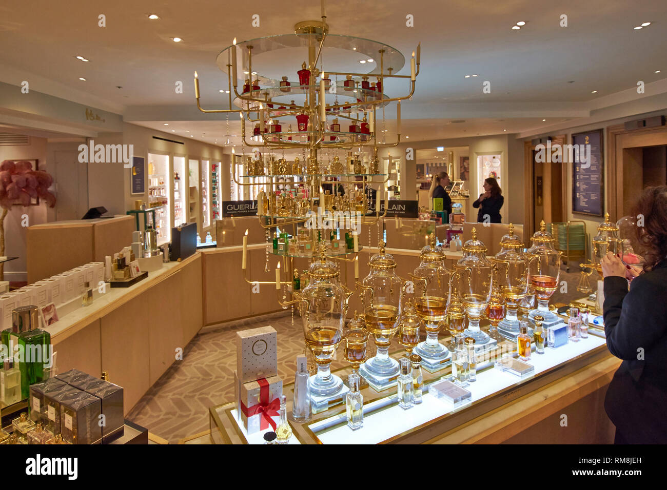 LONDON PICCADILLY FORTNUM AND MASON INTERIOR PERFUME COUNTER AND GLASS ...