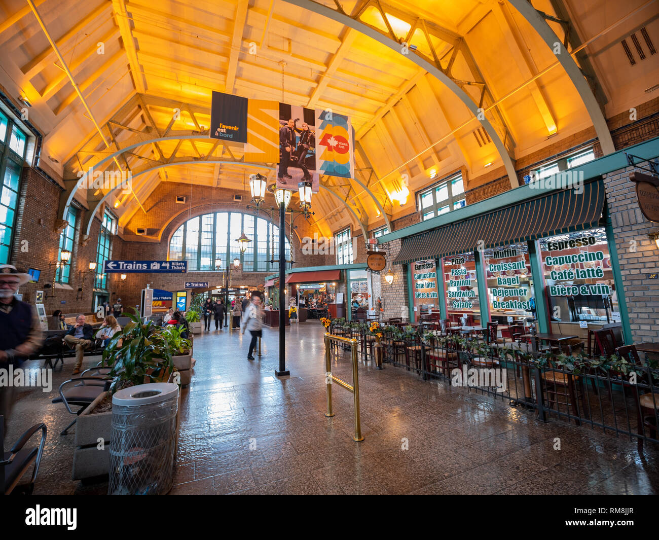 Quebec, OCT 2: Interior view of the train station on OCT 2, 2018 at ...