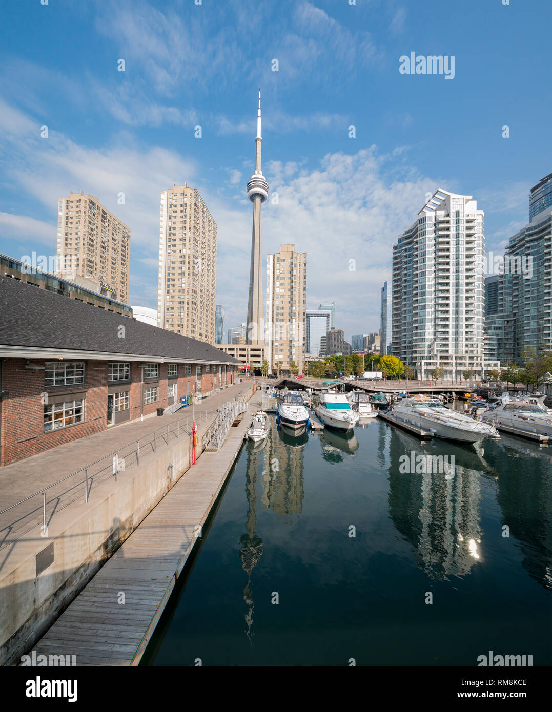 Toronto, OCT 5: Morning view of the Amsterdam Bridge, ships and CN ...