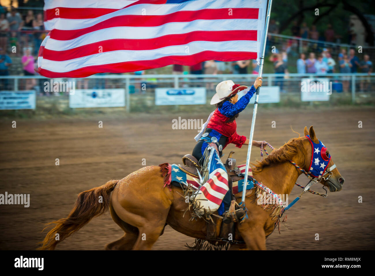 Cowboy american flag horse horseback hi-res stock photography and ...