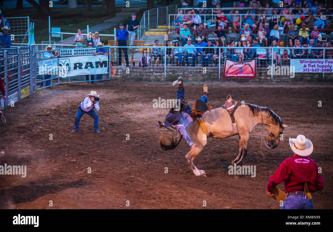 Rodeo cowboy bareback riding event Stock Photo - Alamy