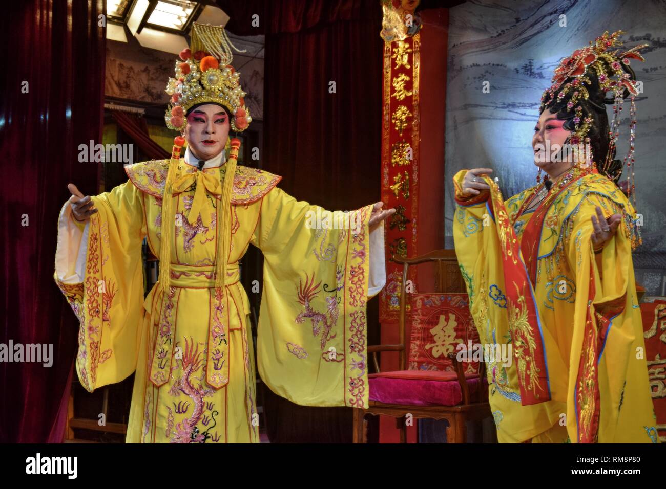 CANTON, CHINA – CIRCA FEBRUARY 2019: The singers of Cantonese opera ...