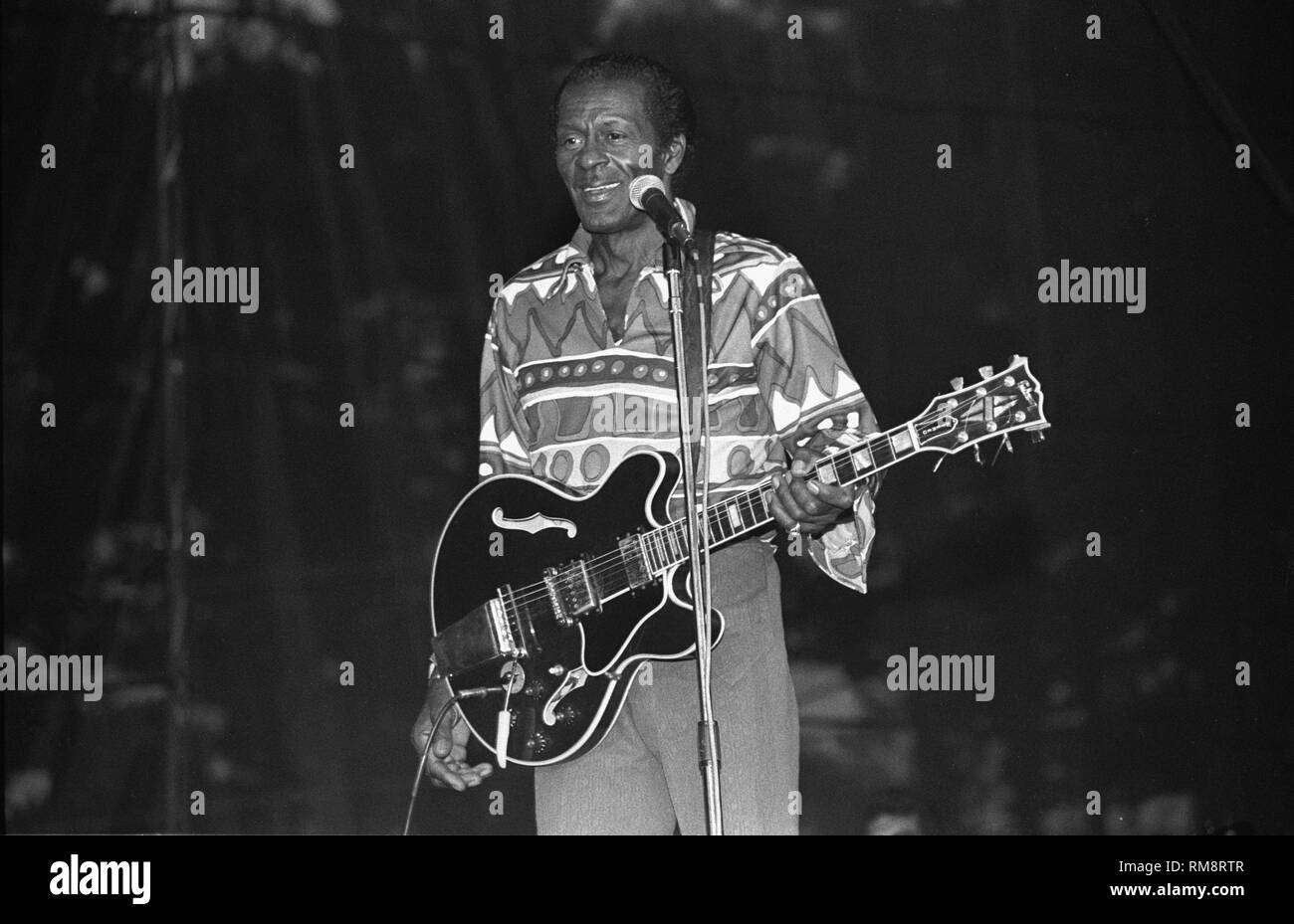 Rock n' roll creator Chuck Berry is shown during a "live" concert ...