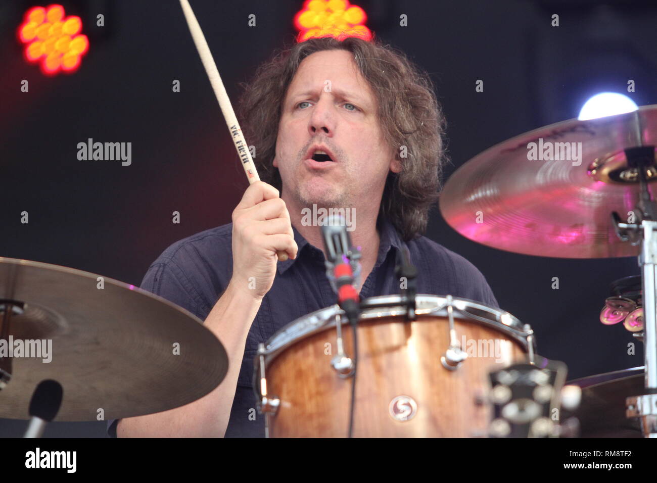 Drummer Steve Gorman is shown performing on stage during a "live ...