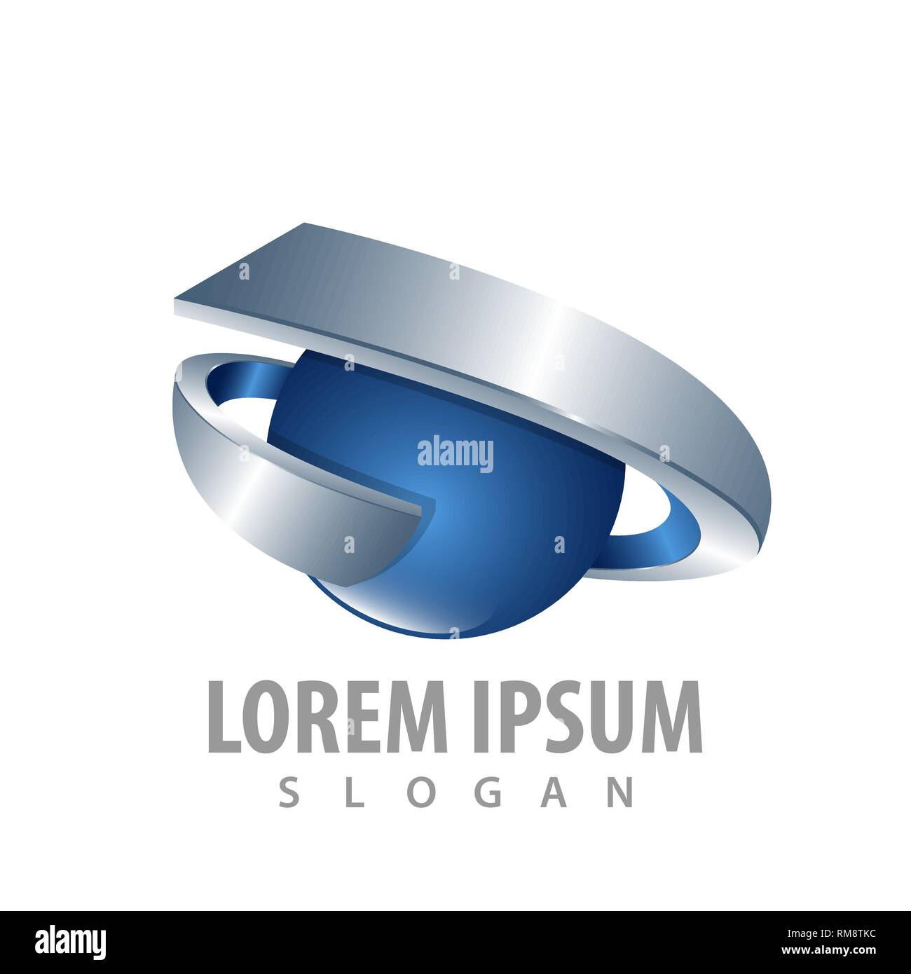 3D ribbon sphere logo concept design. Symbol graphic template element ...