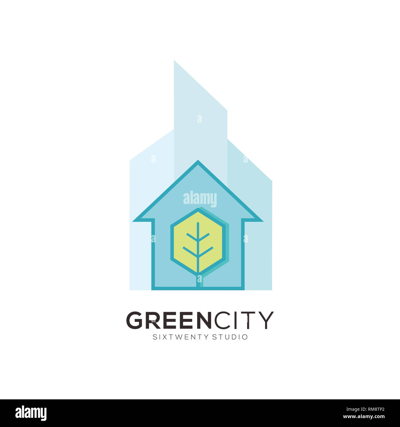 Green & Color full Real Estate Template Logo & Icon Stock Photo - Alamy