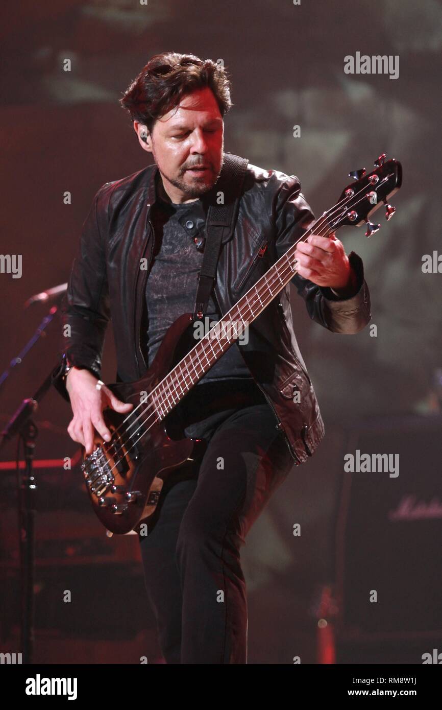 Bassist Kasim Sultan is shown performing on stage during a "live ...