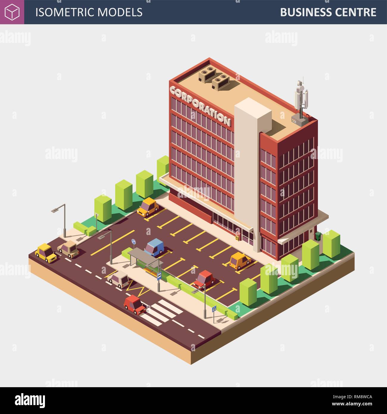 Business Office or Commercial Building - Vector Isometric Illustration ...