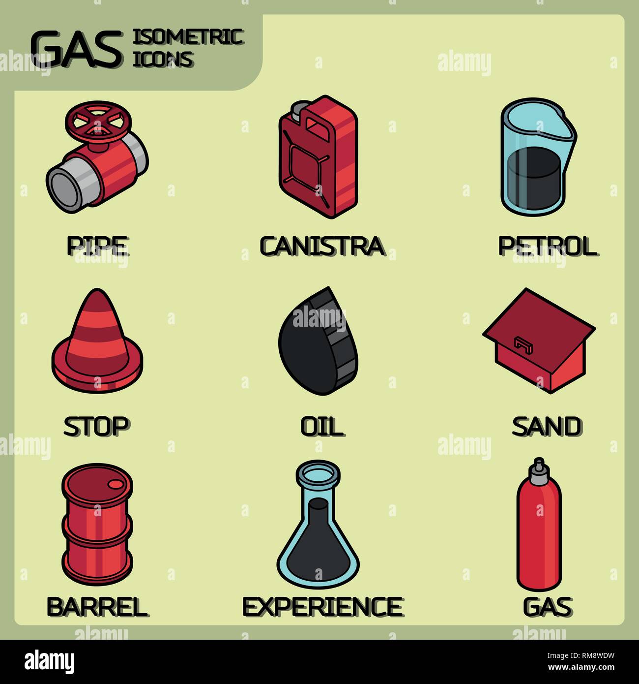 Gas color outline isometric icons. Vector illustration, EPS 10 Stock ...