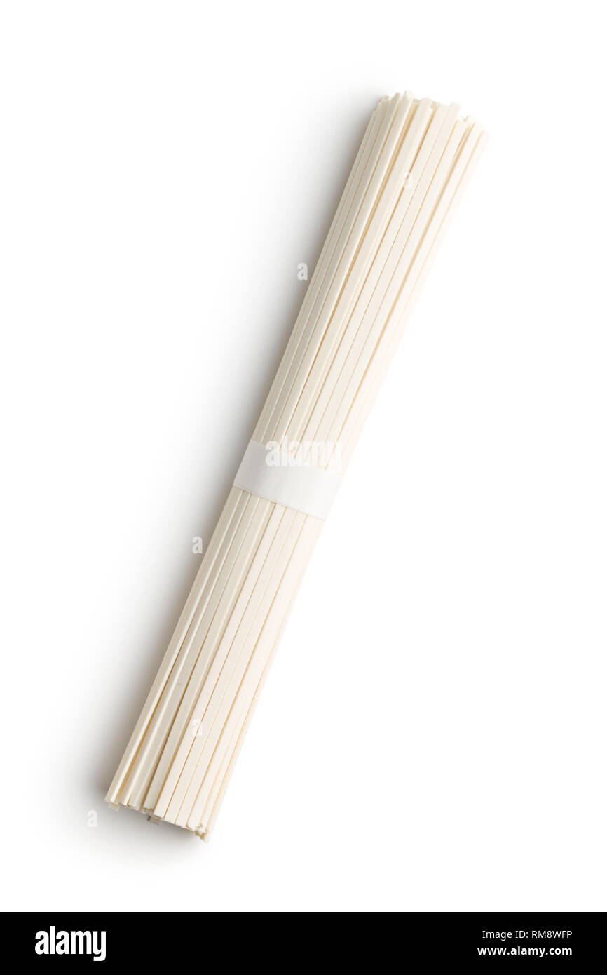 Raw udon noodles isolated on white background Stock Photo - Alamy