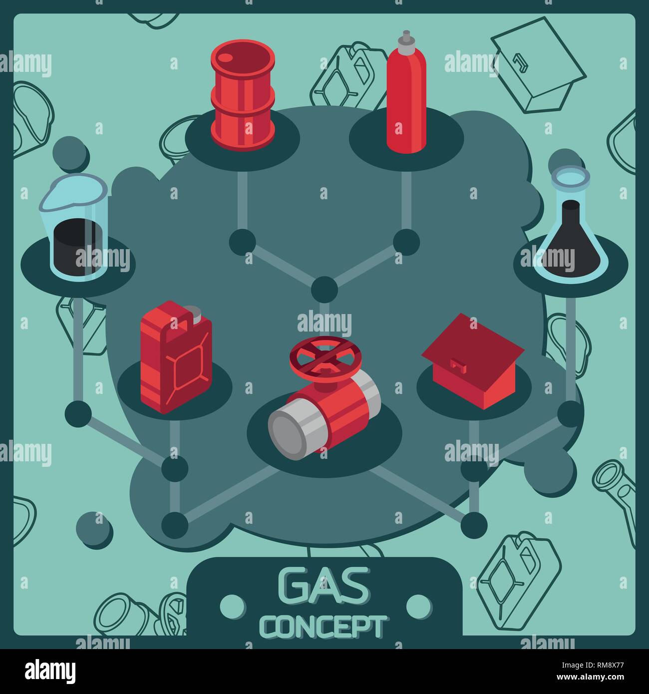 Gas Color Isometric Concept Icons Vector Illustration Eps 10 Stock