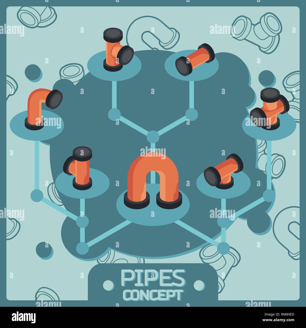 Pipes Color Isometric Concept Icons Vector Illustration Eps 10 Stock