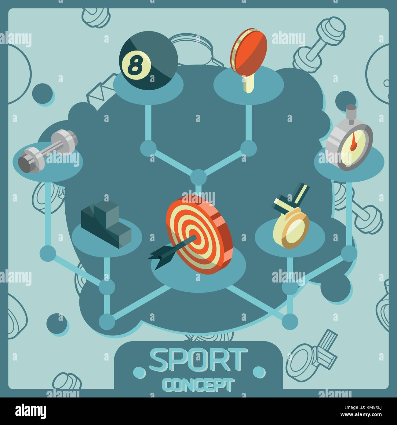 Sport Color Isometric Concept Icons Vector Illustration Eps 10 Stock