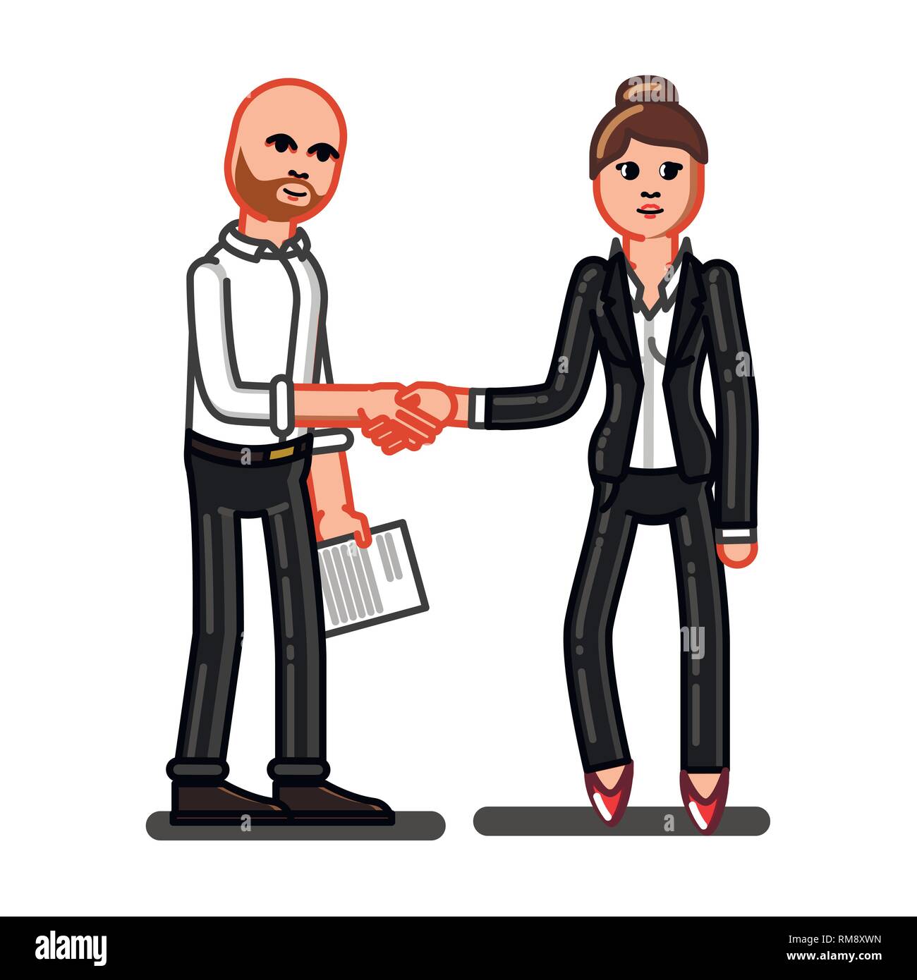 Man and woman have a good deal. Successful business people. Vector ...