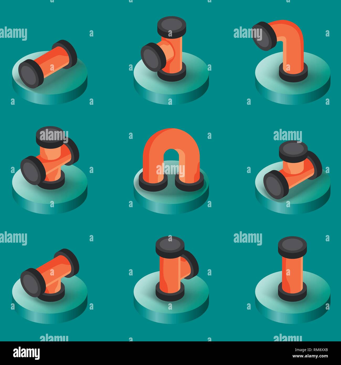 Pipes color isometric icons. Vector illustration, EPS 10 Stock Vector ...