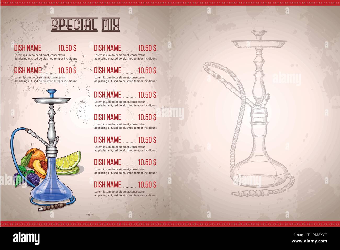 Vector color menu design internal page hookah bar mix Stock Vector ...