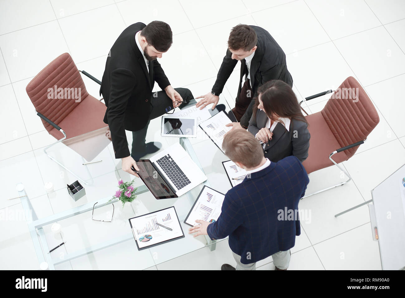 top view.business team preparing a new presentation Stock Photo - Alamy