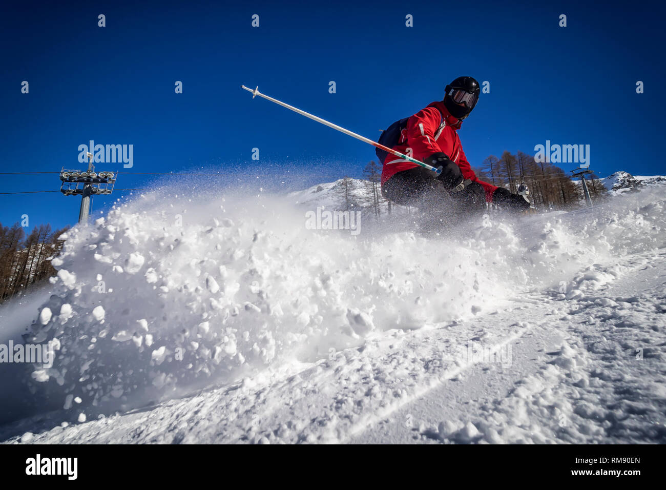 Skier on a slope Stock Photo - Alamy