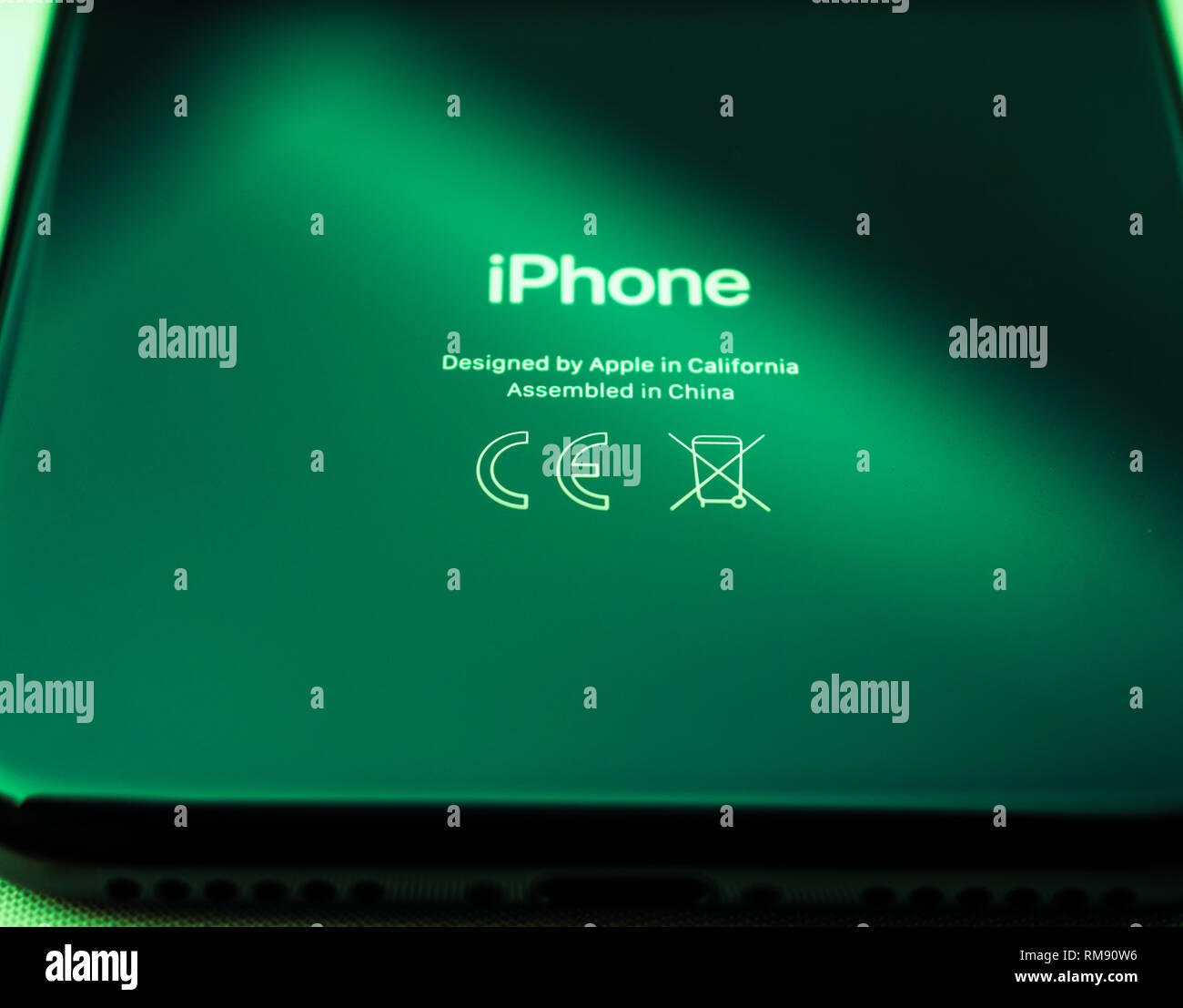 PARIS, FRANCE - NOV 5, 2017: Rear view of latest iPhone XS Telephone ...