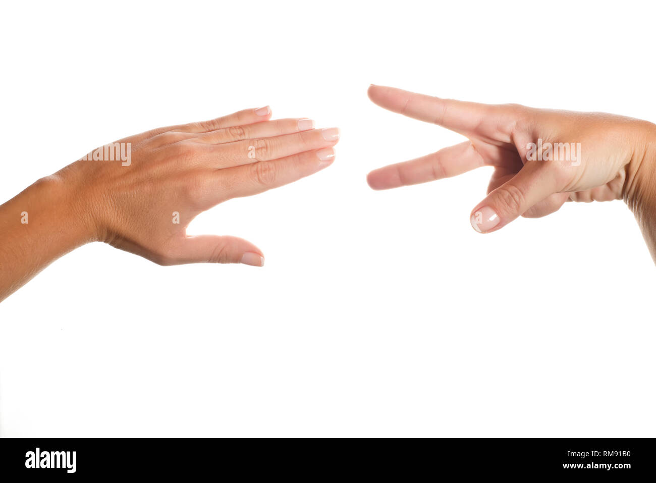 Woman making hand gesture rock hi-res stock photography and images - Alamy