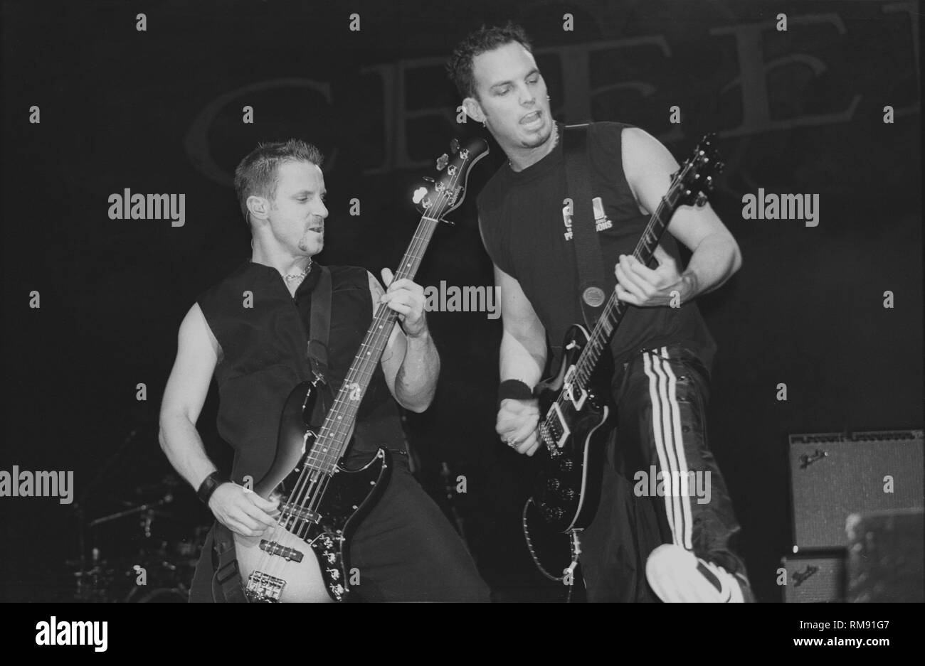 Creed singer, song writer and guitarist Mark Tremonti is shown on stage ...