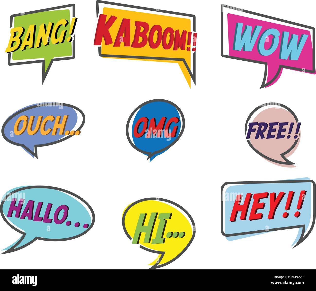 Bang comic text white Stock Vector Images - Alamy