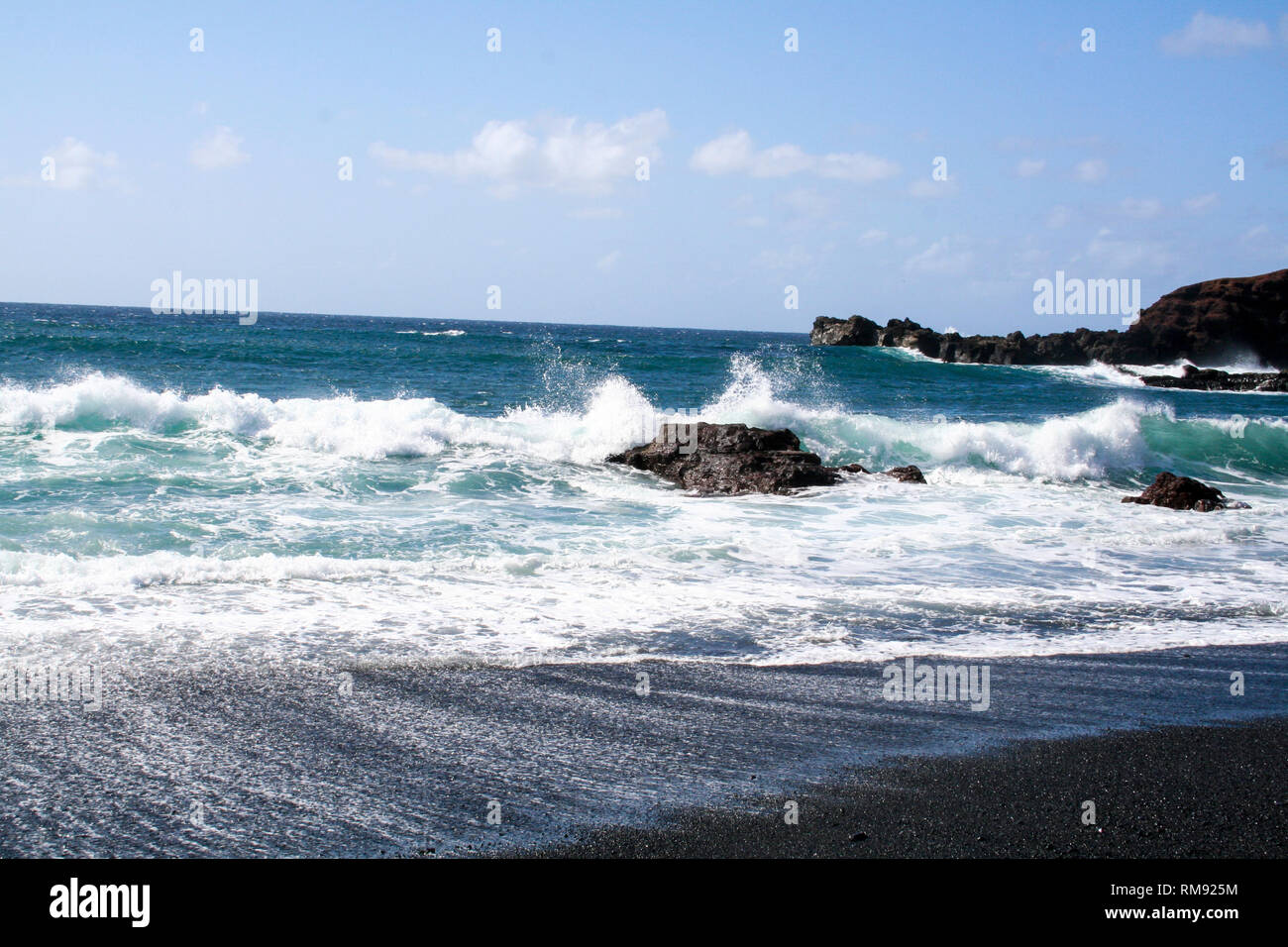 The beautiful Atlantic Ocean on the coast of Lanzarote Stock Photo - Alamy