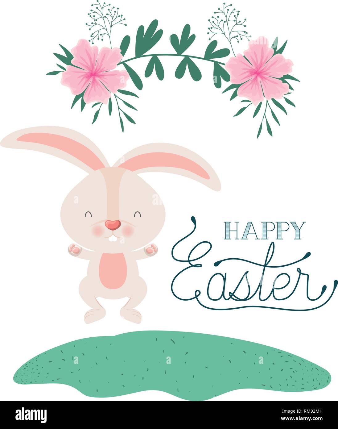 happy easter label with rabbit isolated icon Stock Vector Image & Art ...