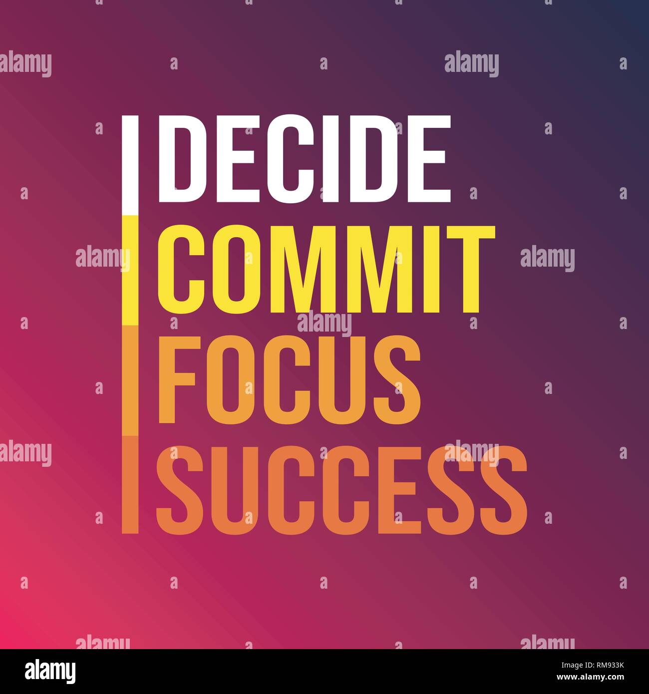 decide commit focus success. successful quote with modern background vector illustration Stock ...