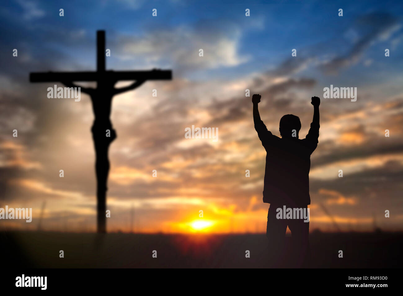 Worship Hands Raised Cross