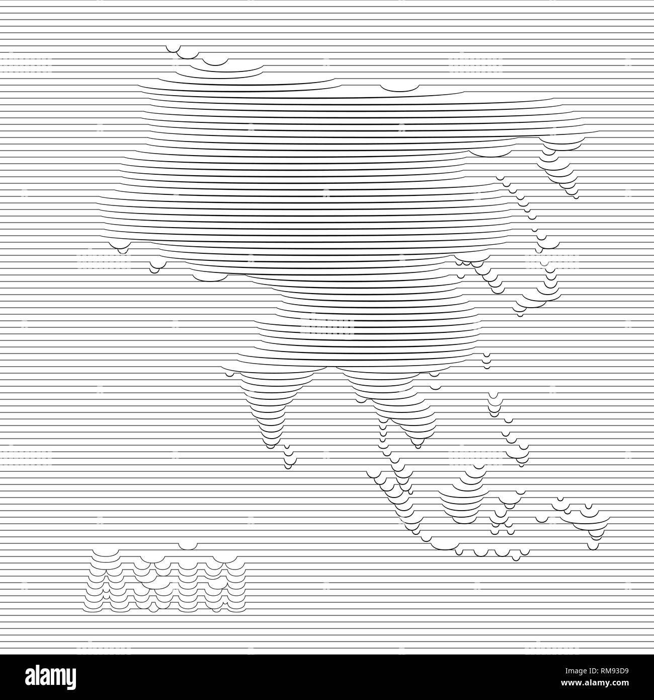 Abstract line of Asia map on vector graphic art Stock Vector Image ...