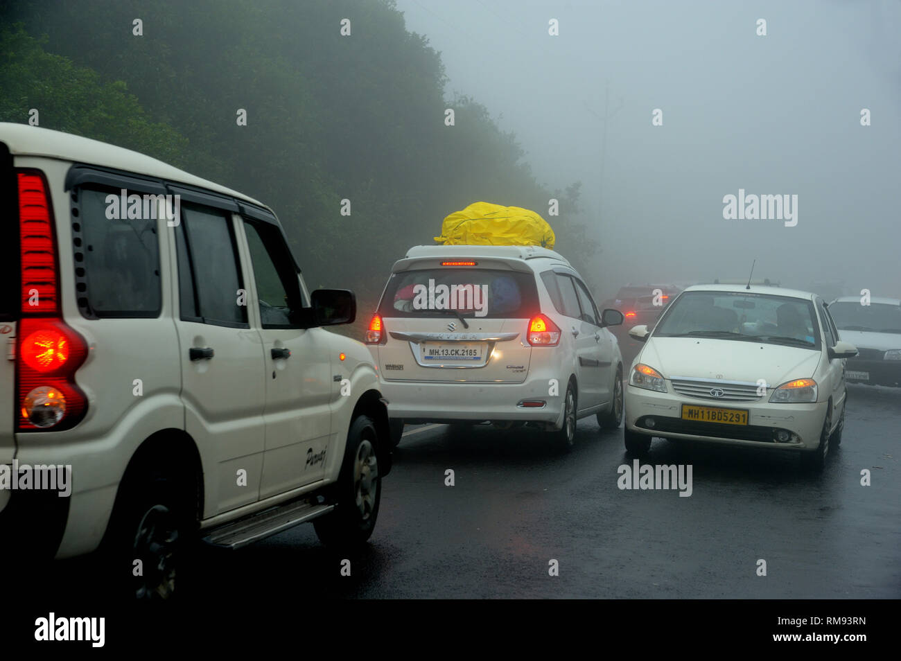 Monsoon Traffic, Mahabaleshwar, Maharashtra, India, Asia Stock Photo ...