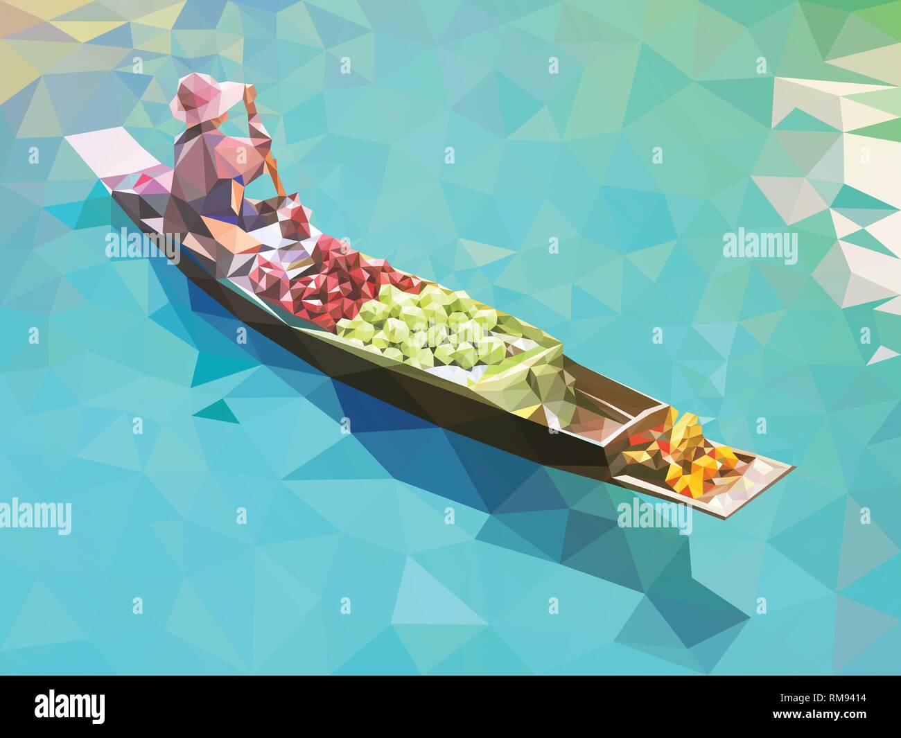 Floating market in Thailand Stock Vector Image & Art - Alamy
