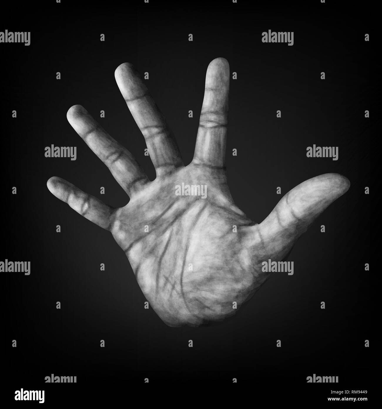 Hand evil zombie line Black and White Stock Photos & Images - Alamy