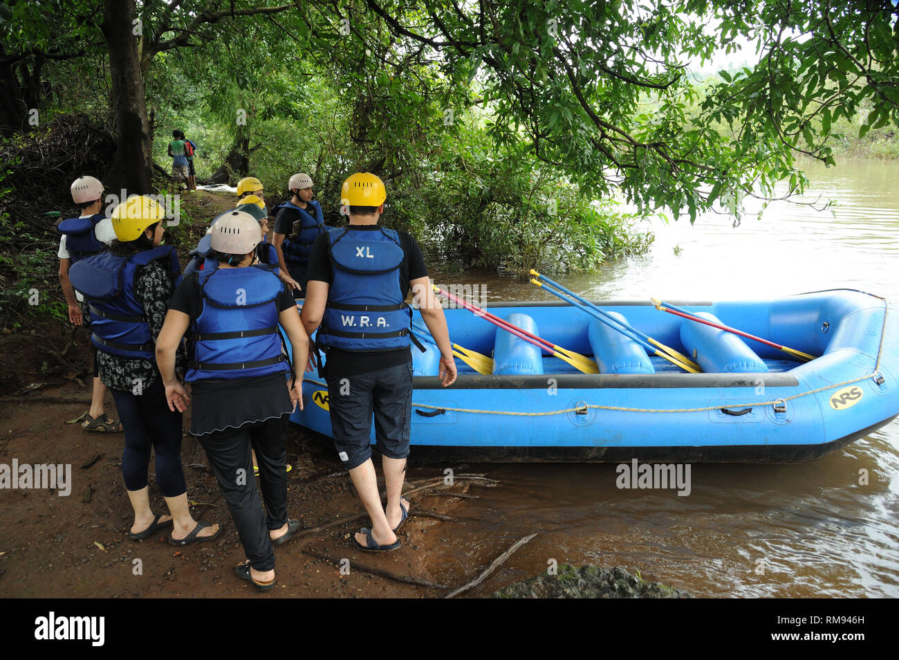 people ready for River Rafting, Kolad, Raigad, Maharashtra, India, Asia ...