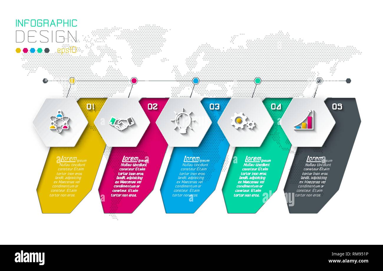 Business hexagon labels shape infographic groups bar Stock Vector Image ...