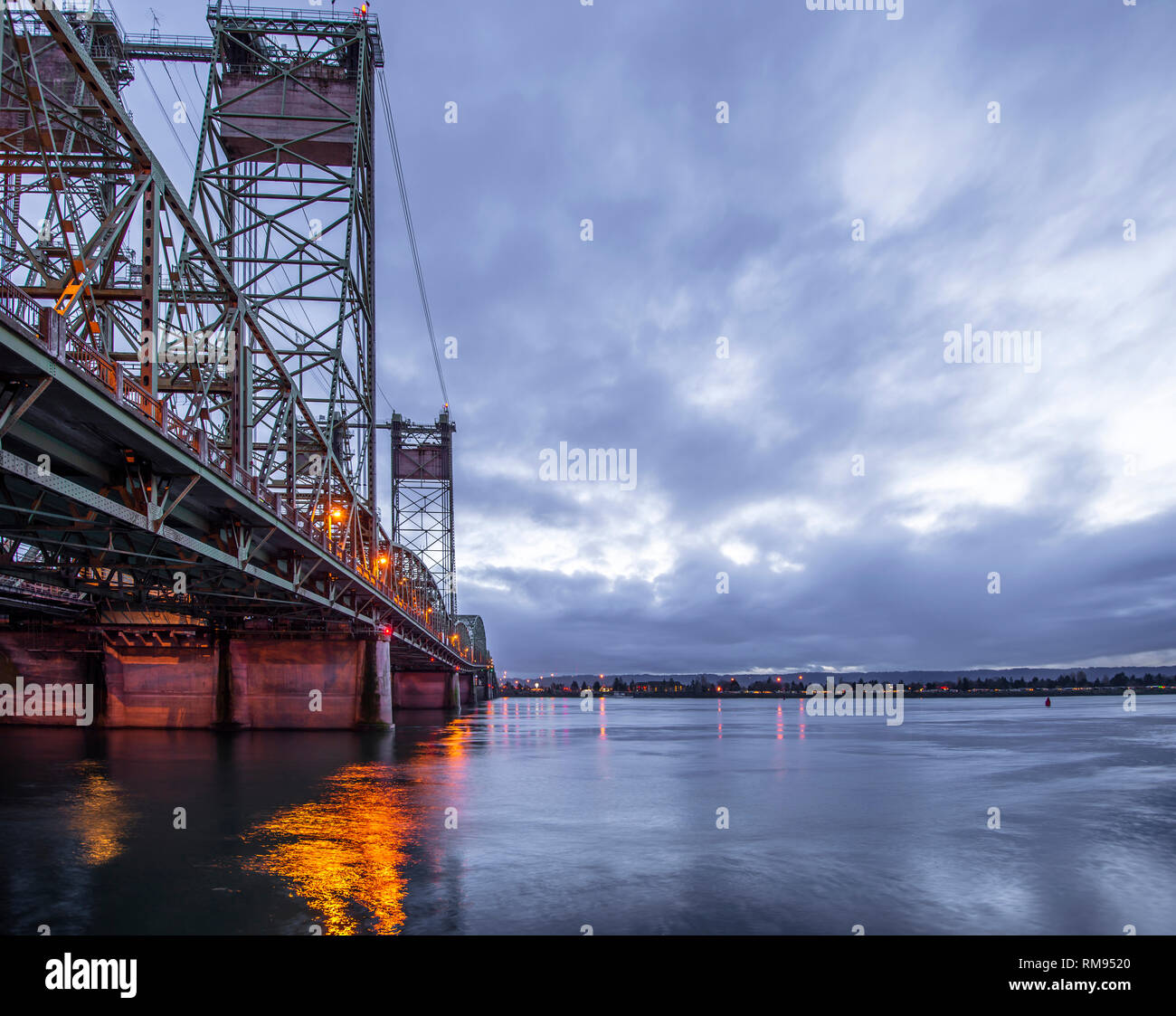Drawbridge arched truss Columbia Interstate bridge over the Columbia ...
