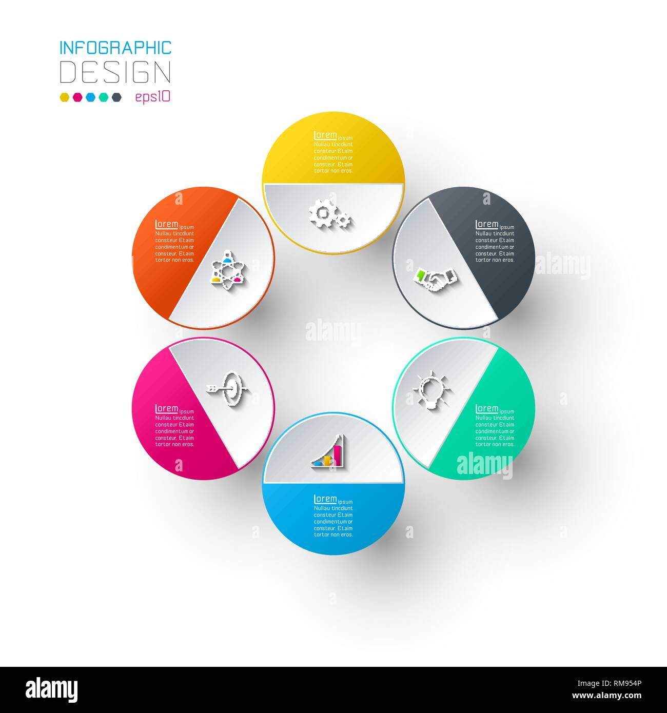 Six circles with business icon infographics Stock Vector Image & Art ...