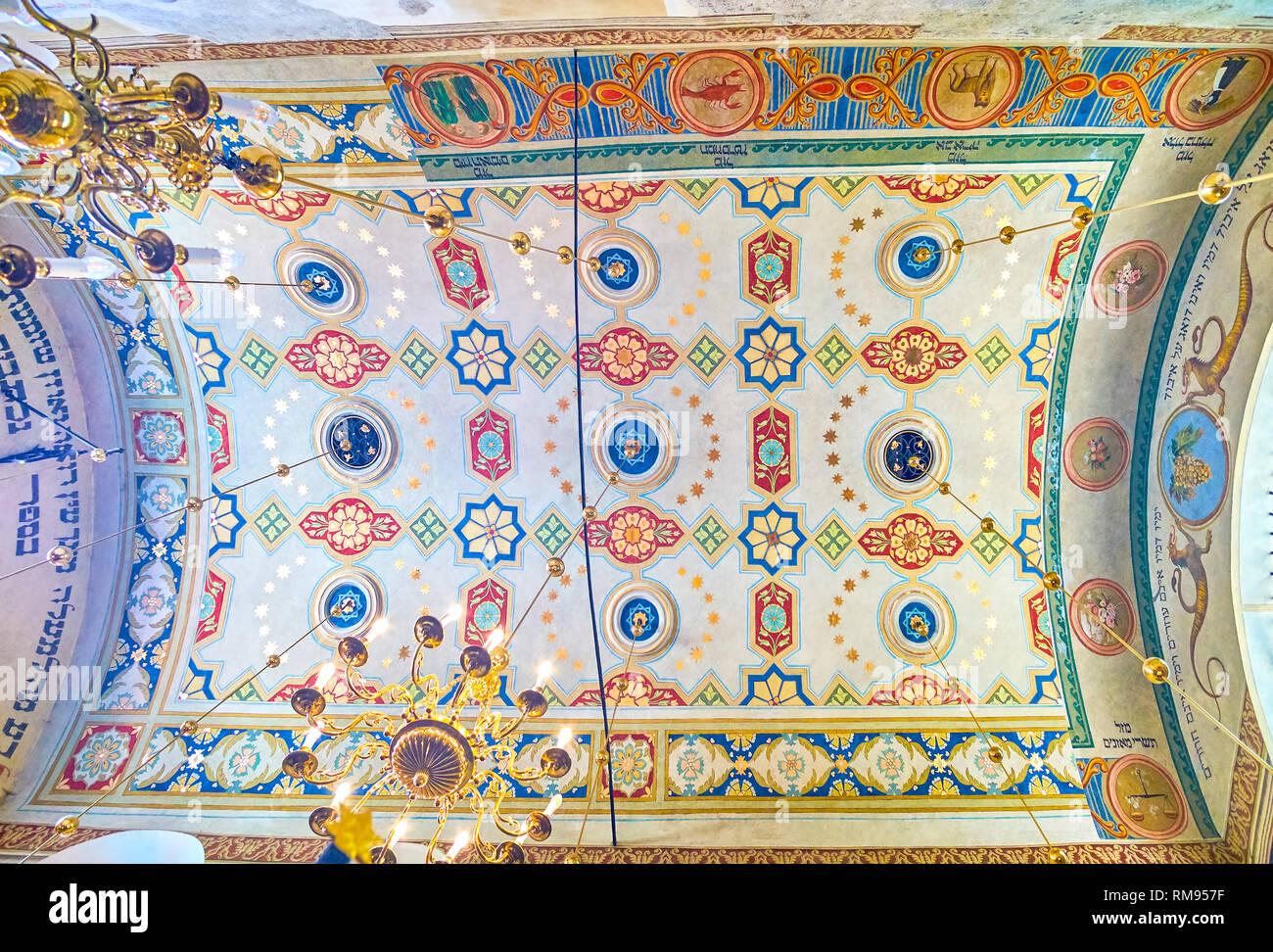 KRAKOW, POLAND - JUNE 21, 2018: The beautiful ceiling of Remah ...
