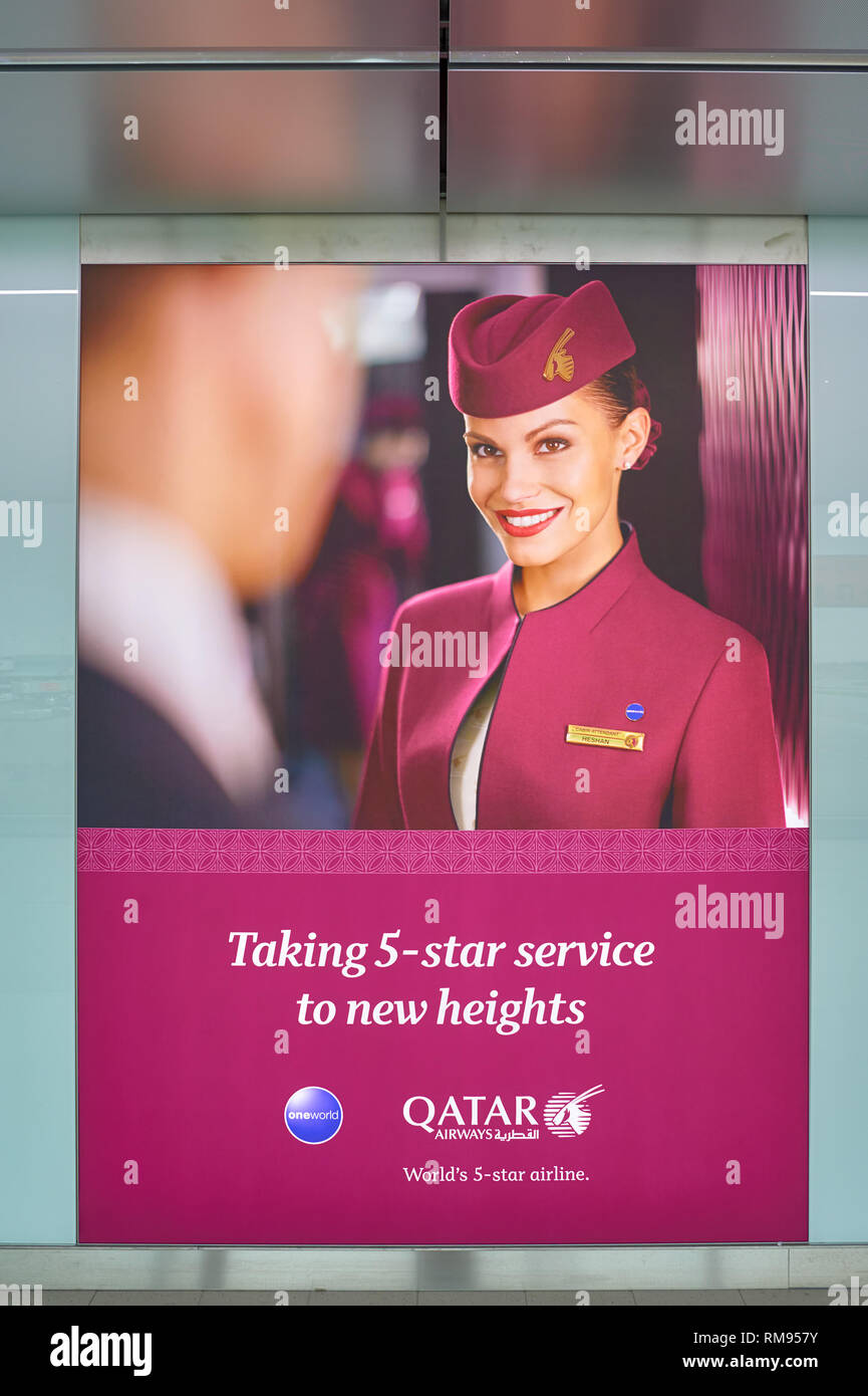 AMSTERDAM, NETHERLANDS - CIRCA NOVEMBER, 2015: Qatar Airways ...