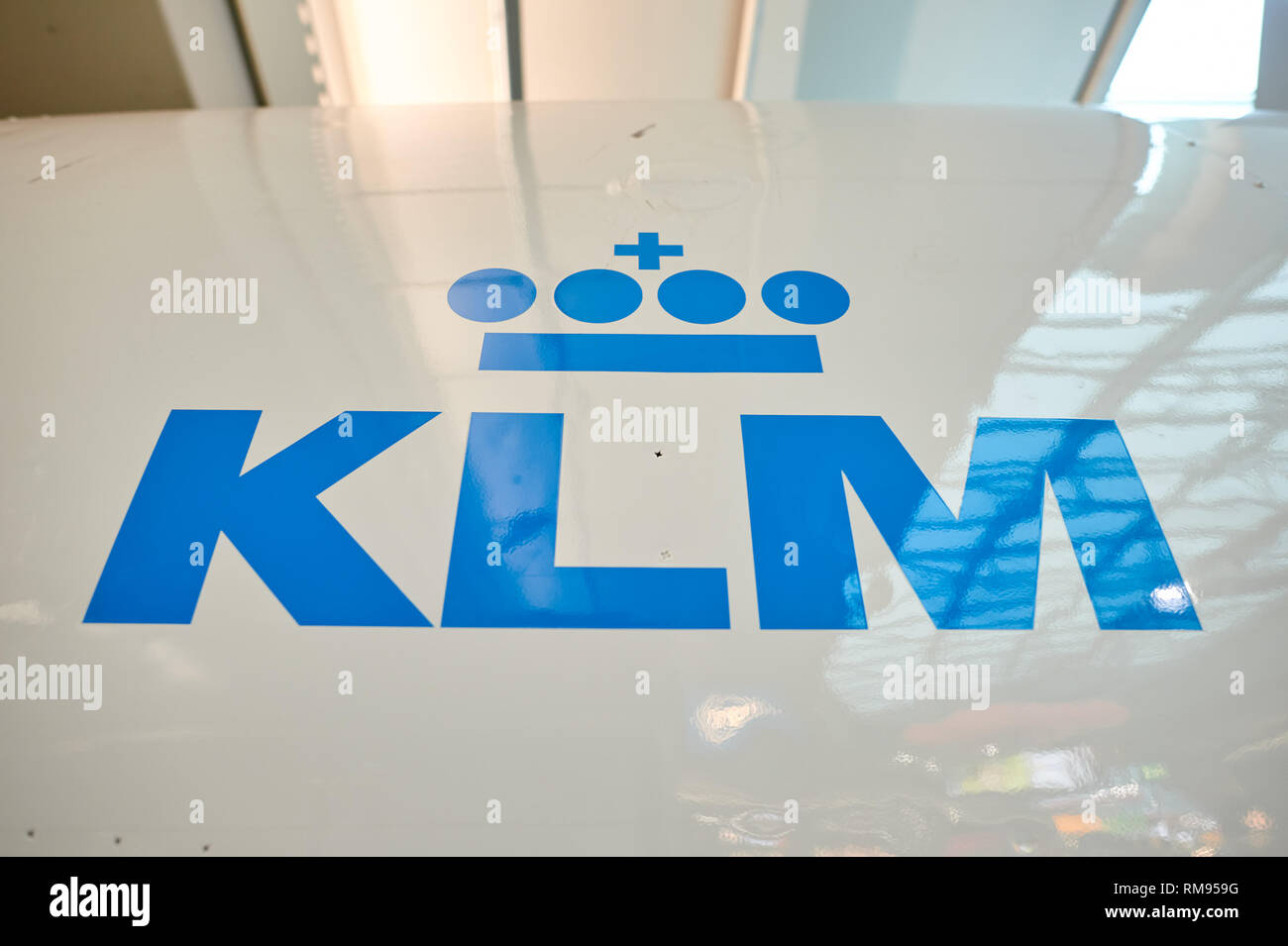 AMSTERDAM, NETHERLANDS - CIRCA NOVEMBER, 2015: close up shot of KLM ...