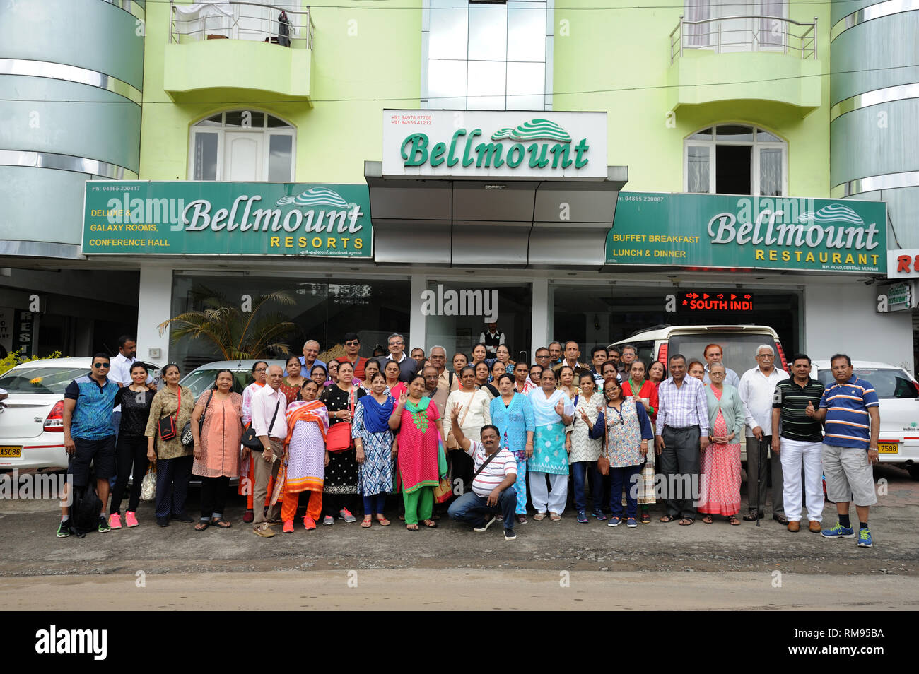 Tourist group, Bellmount Resorts, Hotel Moolakadai, Munnar, Kerala ...
