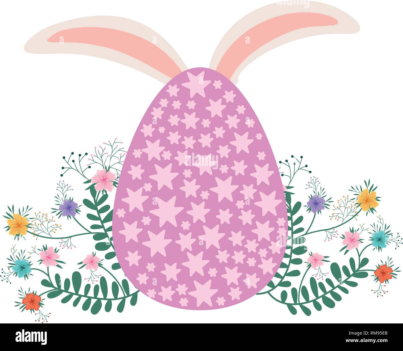 easter egg with rabbit ears isolated icon Stock Vector Image & Art - Alamy