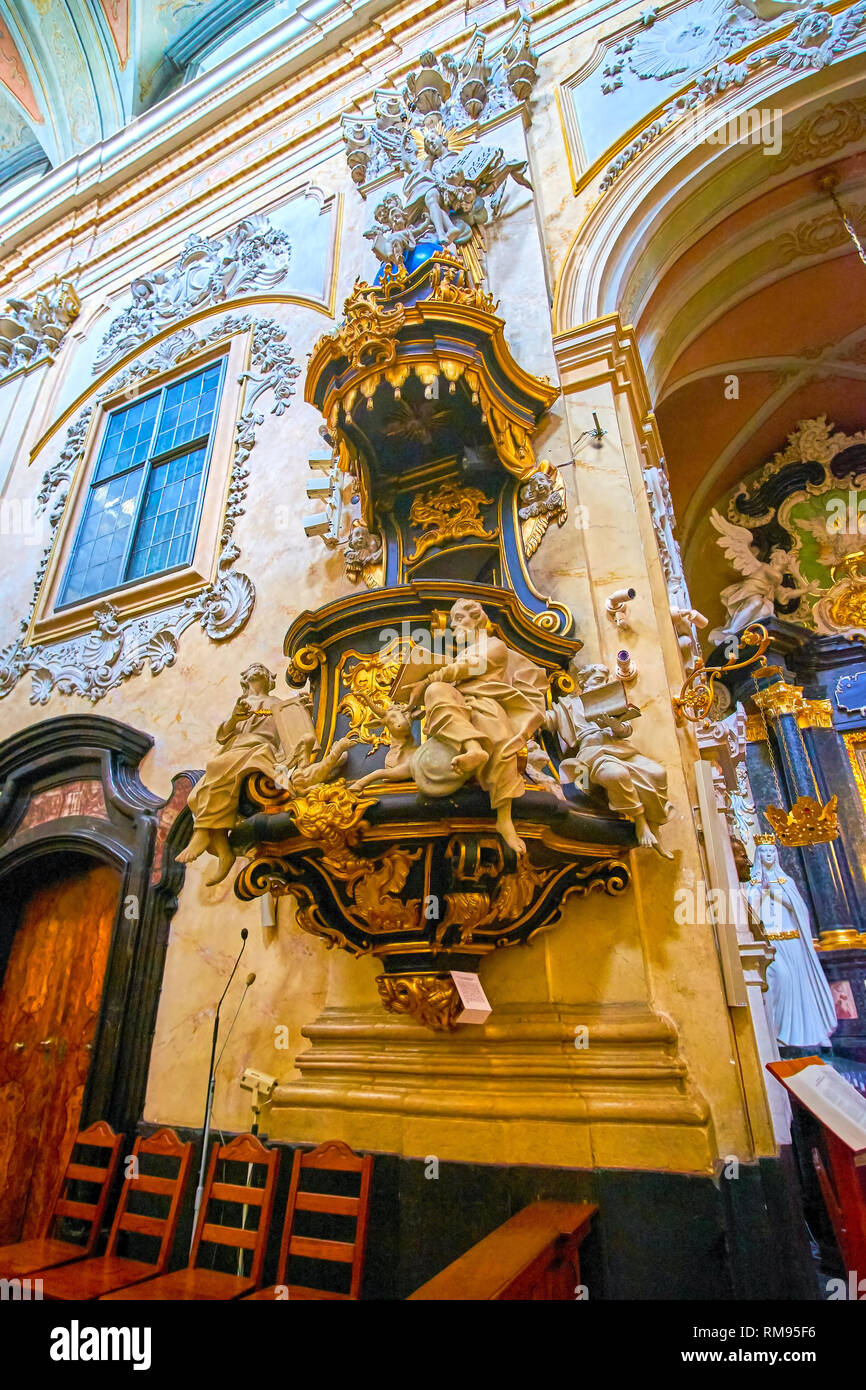 KRAKOW, POLAND - JUNE 21, 2018: The interior of St Michael and St ...